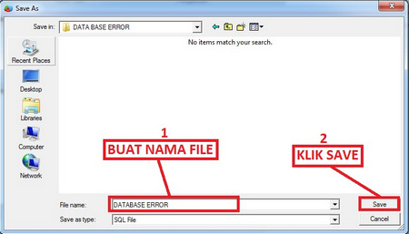 Syarat untuk perbaikan database yang error