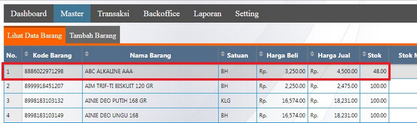 Input Data Barang Pada Software Toko Versi Online
