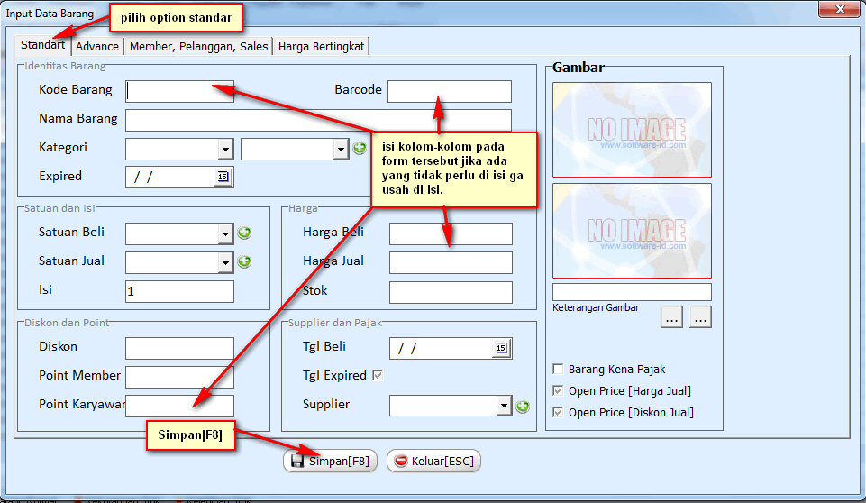 Input Data Barang Standar Dan Jasa Pada Software Retail Pro