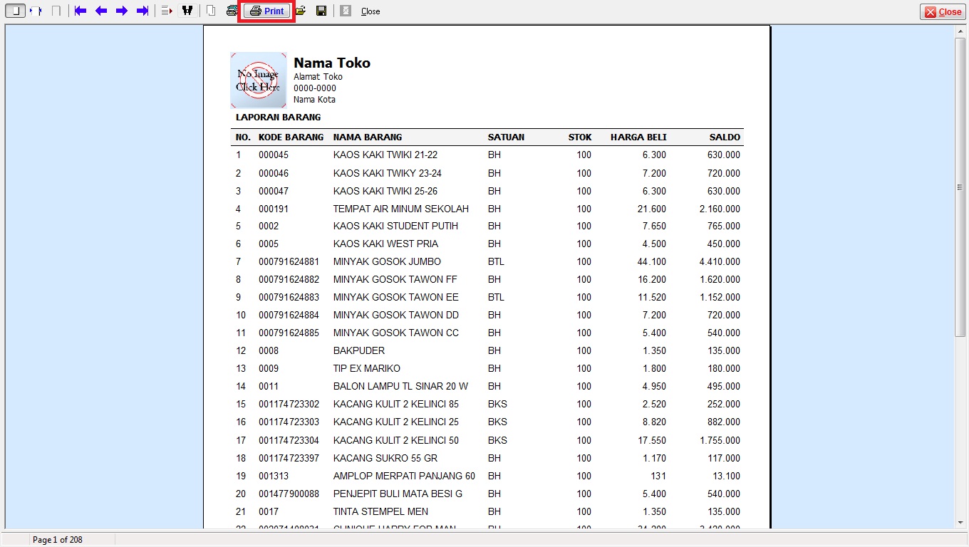 Cara Cetak Semua Data Barang