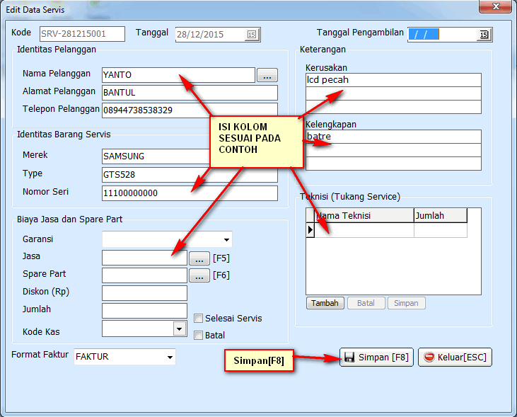 Edit Data Service Dan Data Tukar Tambah Pada SID Phone Pro
