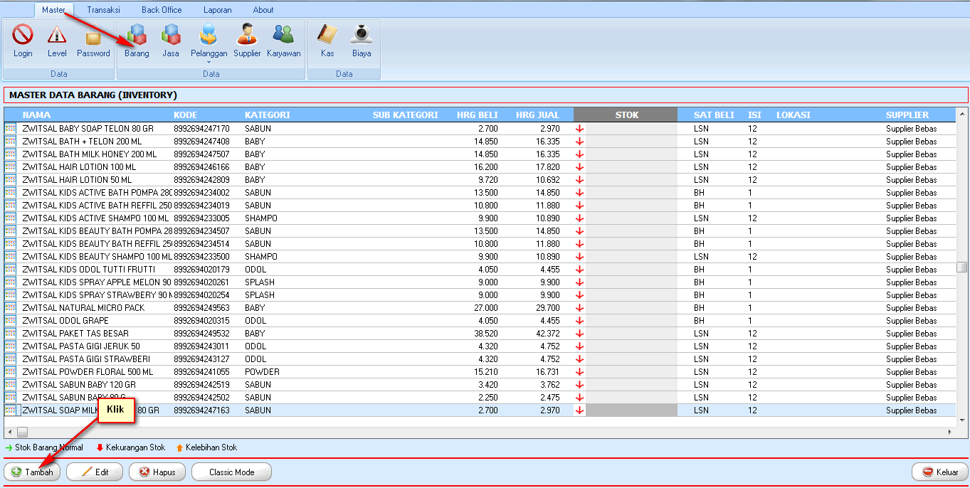 Input Data Barang Standar Dan Jasa Pada Software Retail Pro