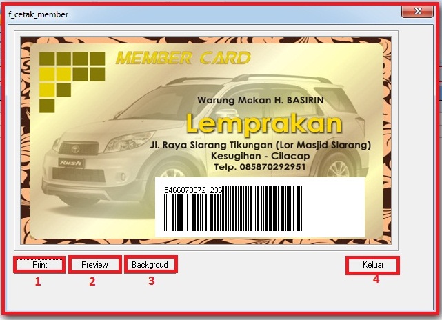Cetak Kartu Anggota Member