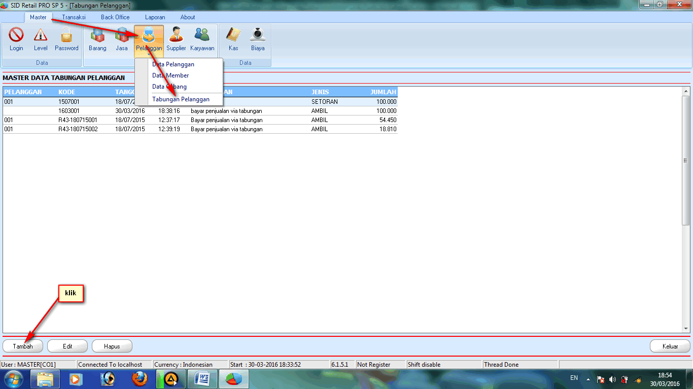 Input Data Pelanggan Dan Data Tabungan Pelanggan Pada SID Retail Pro