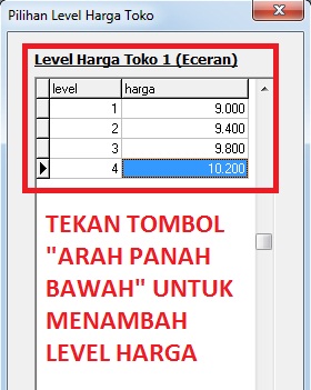 Setting Pilihan Level Harga Pada Barang